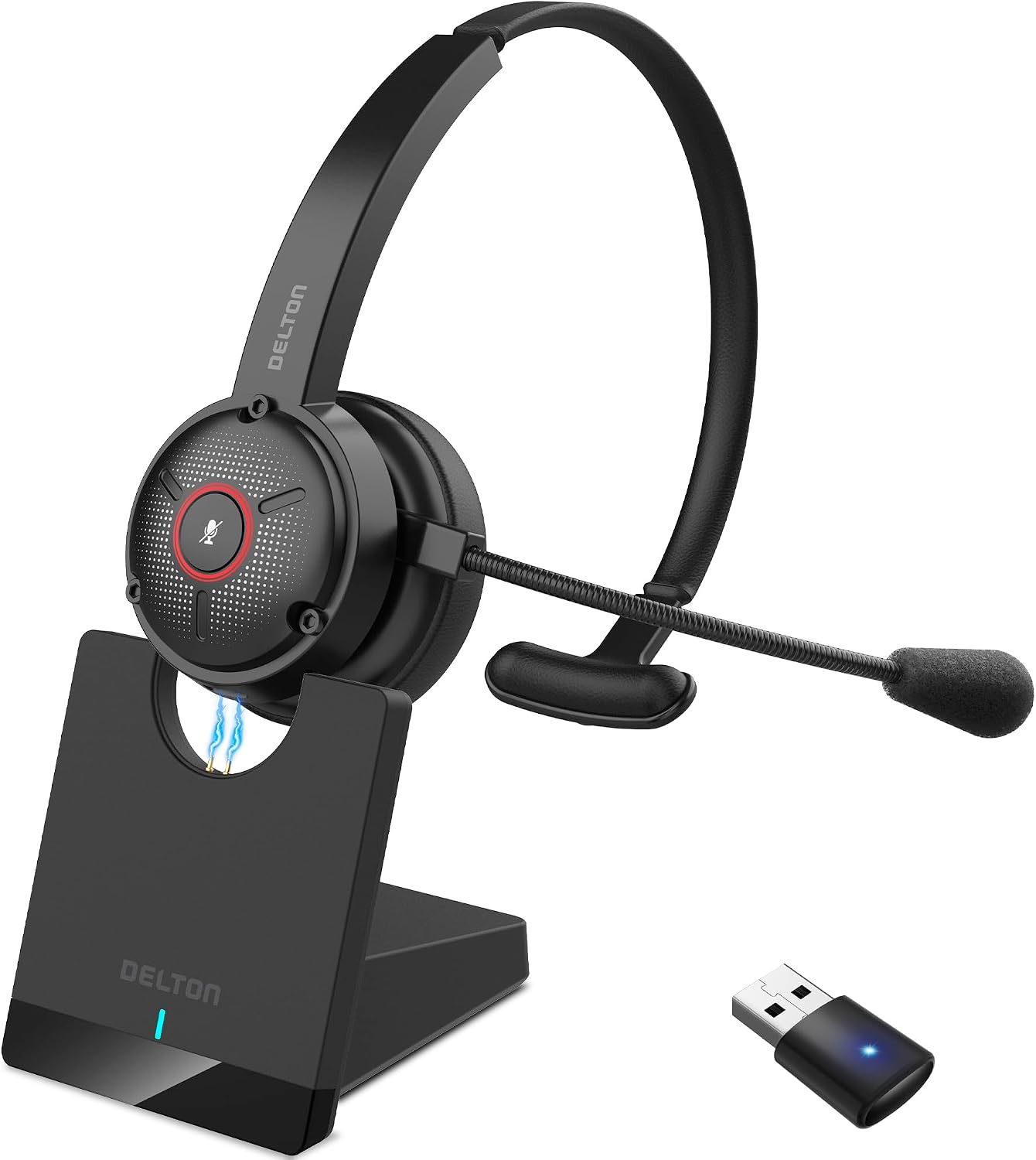 Amazon.com: Delton Noise Canceling Bluetooth Computer Headset with ...