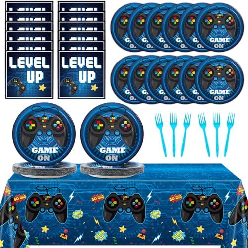 Amazon.com: gisgfim Video Game Party Supplies Tableware Set for 20 ...
