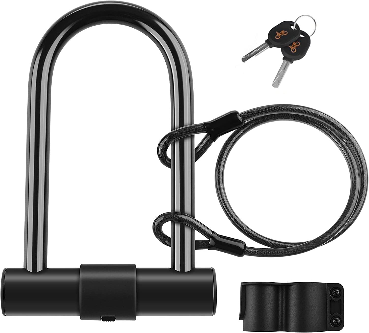 Lucario Bike U Lock, Anti-Cut D Lock Bicycle Lock with 1.2m Flex Cable ...