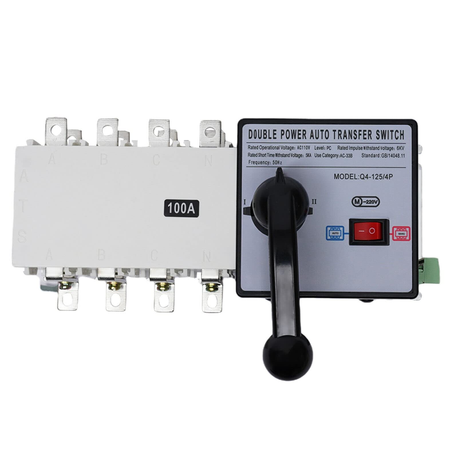 Buy 110V Isolation Type Dual Power Controller ATS 100A/4P Automatic ...