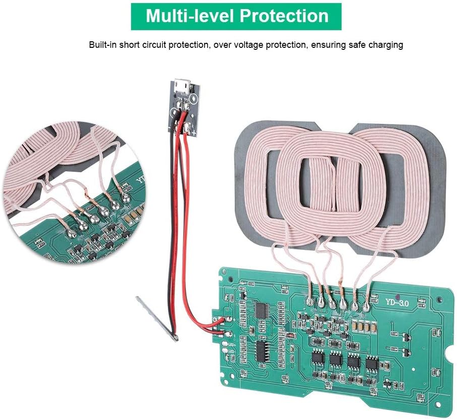 ASHATA QI Standard Three Coil Wireless Charging, Micro Port DIY ...