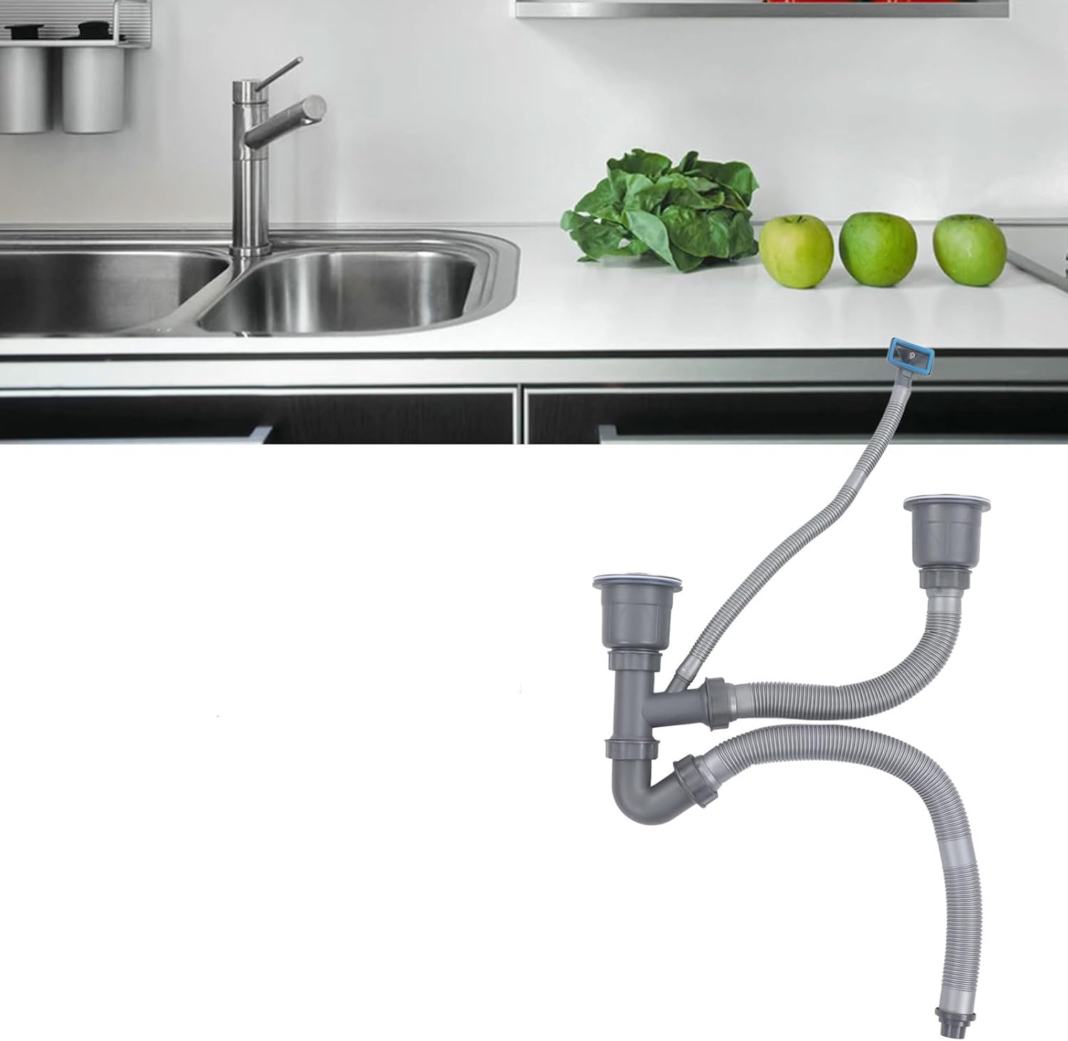 Kitchen Sink Drain Kit, Flexible P Trap Pipe for Kitchen Sink ...
