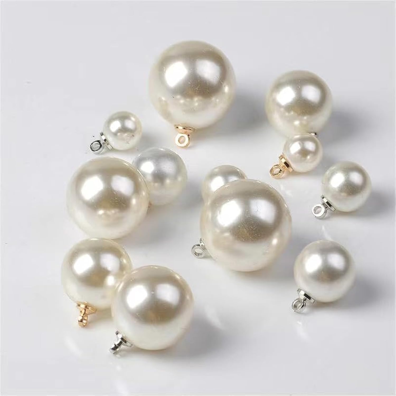 Amazon.com: 20 Pcs Jewelry making beads， Round Bridal Buttons Crystal ...
