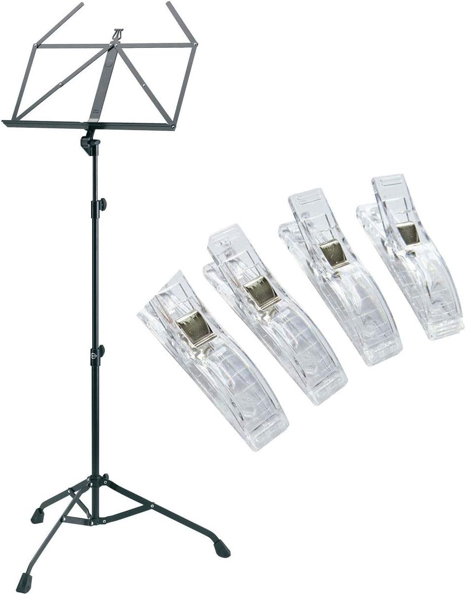 K&M 107 Music Stand Black + Keepdrum Music Clips Set of 4 : Amazon.co ...