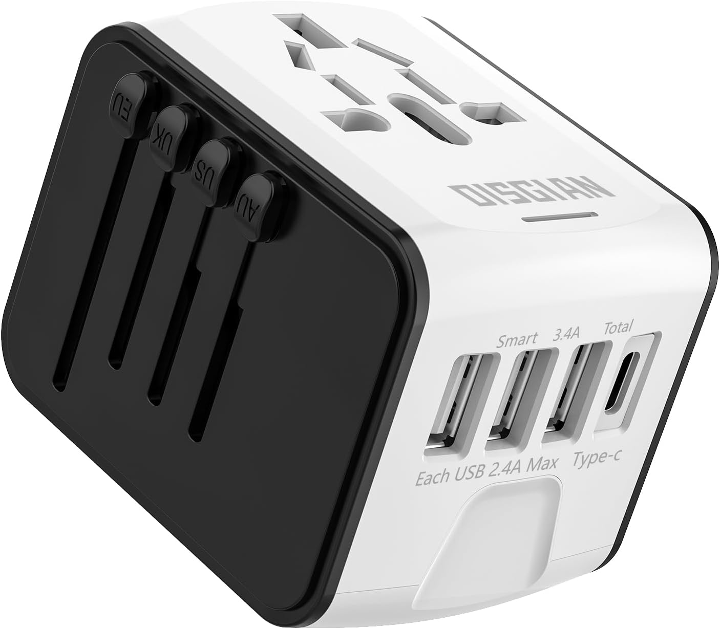 Disgian Travel Adapter, Universal International Power Adapter with 3USB ...