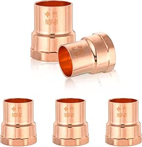 Amazon.com: HeSun 5-Pack Copper Fittings, 1-Inch Copper Female Adapter ...