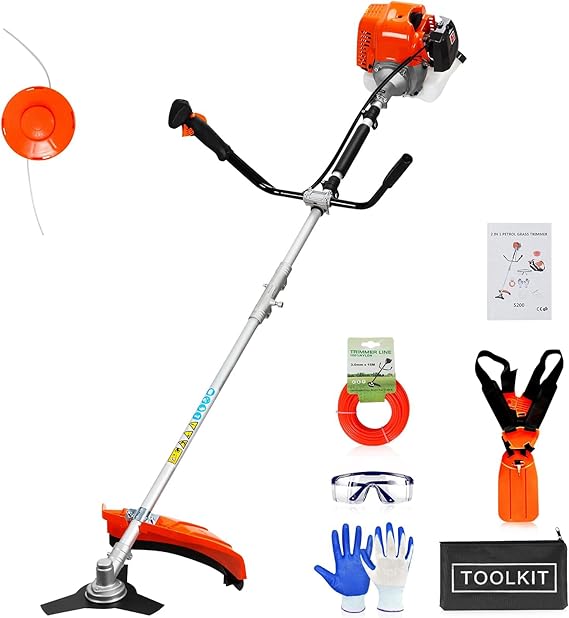 Amazon.com : Getell 52CC Gas Powered Weed Eater, 2-in-1 Gas Weed Trimmer and Brush Cutter with ...