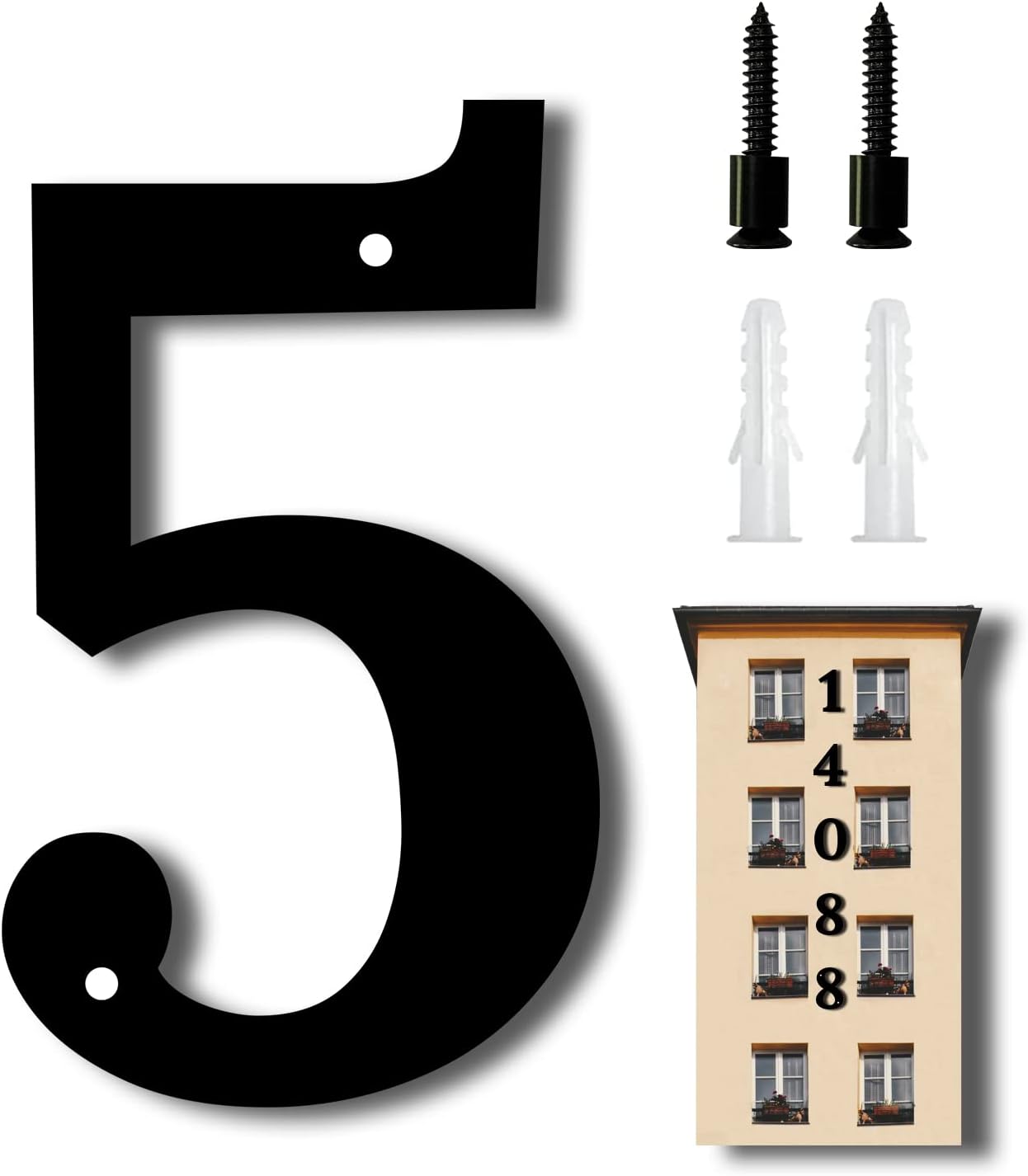 Amazon.com: 10.6 Inch Metal Floating Large House Numbers, Outside Black ...