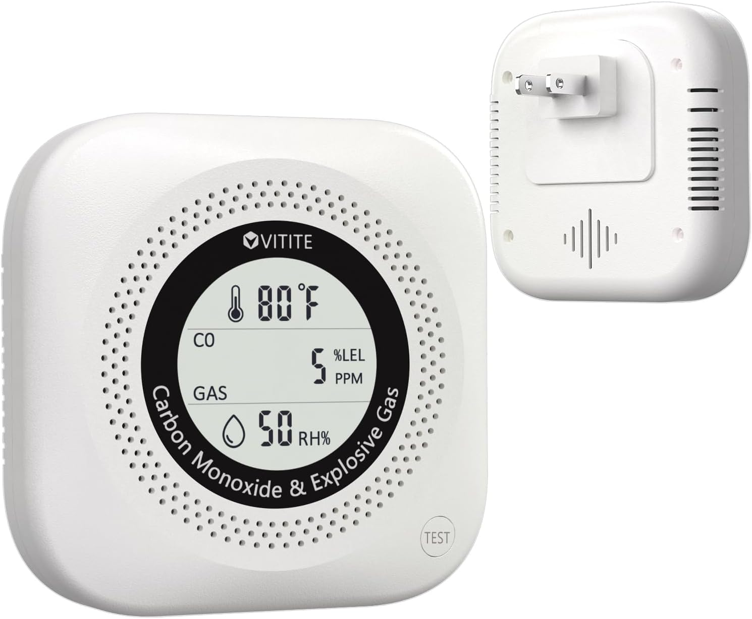 Carbon Monoxide & Combination Gas Detector, 4 in 1 Plug in CO, Natural ...