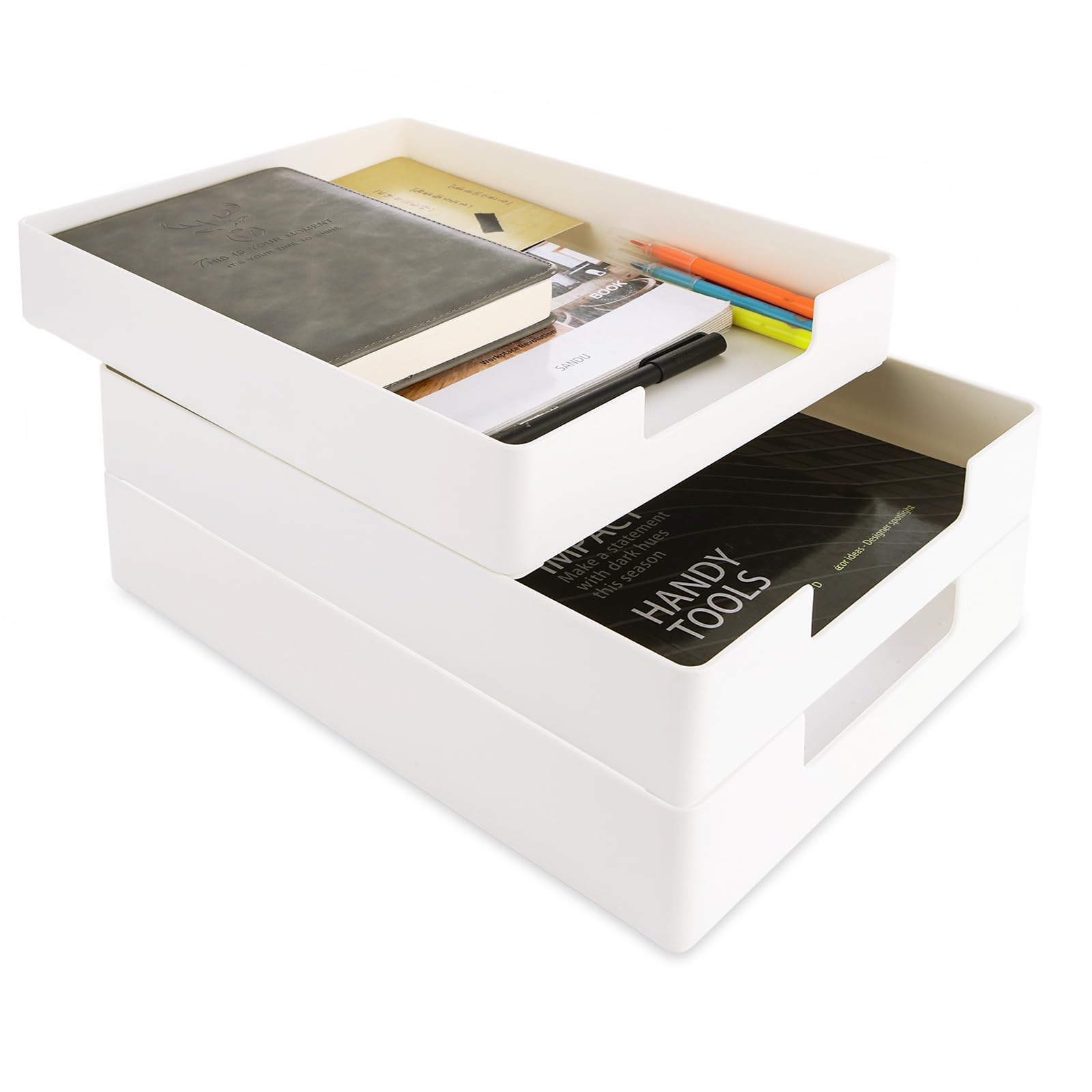 Amazon.com: CYEAH 3 Tiers Stackable A4 Paper Trays, Letter-Size Tray ...