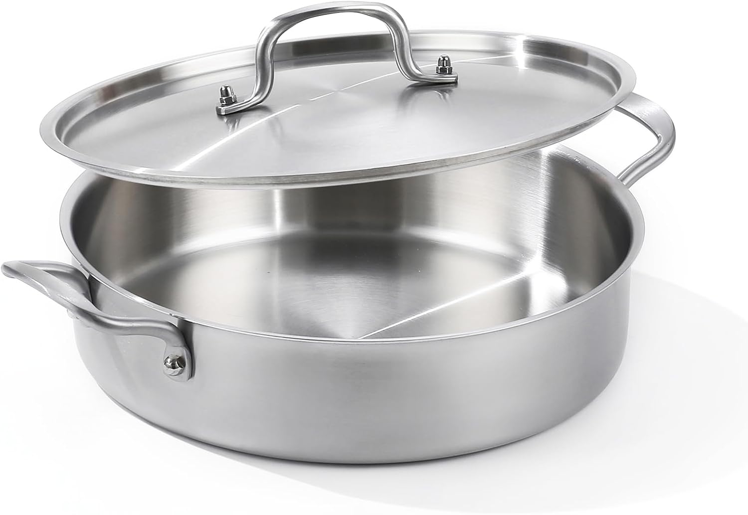 Amazon.com: Yeksum Deep Frying Pan with Lid, 6 Quart Tri-Ply Stainless ...