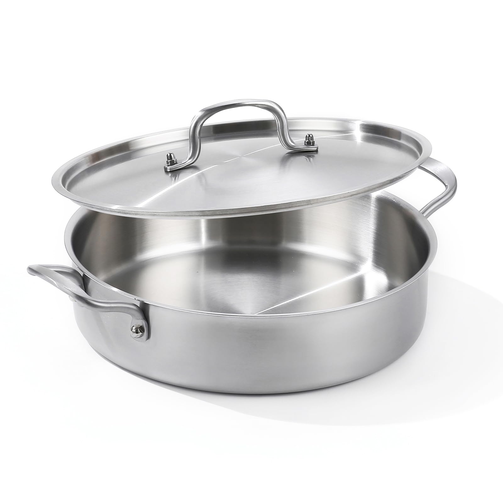 Amazon.com: Yeksum Deep Frying Pan with Lid, 6 Quart Tri-Ply Stainless ...