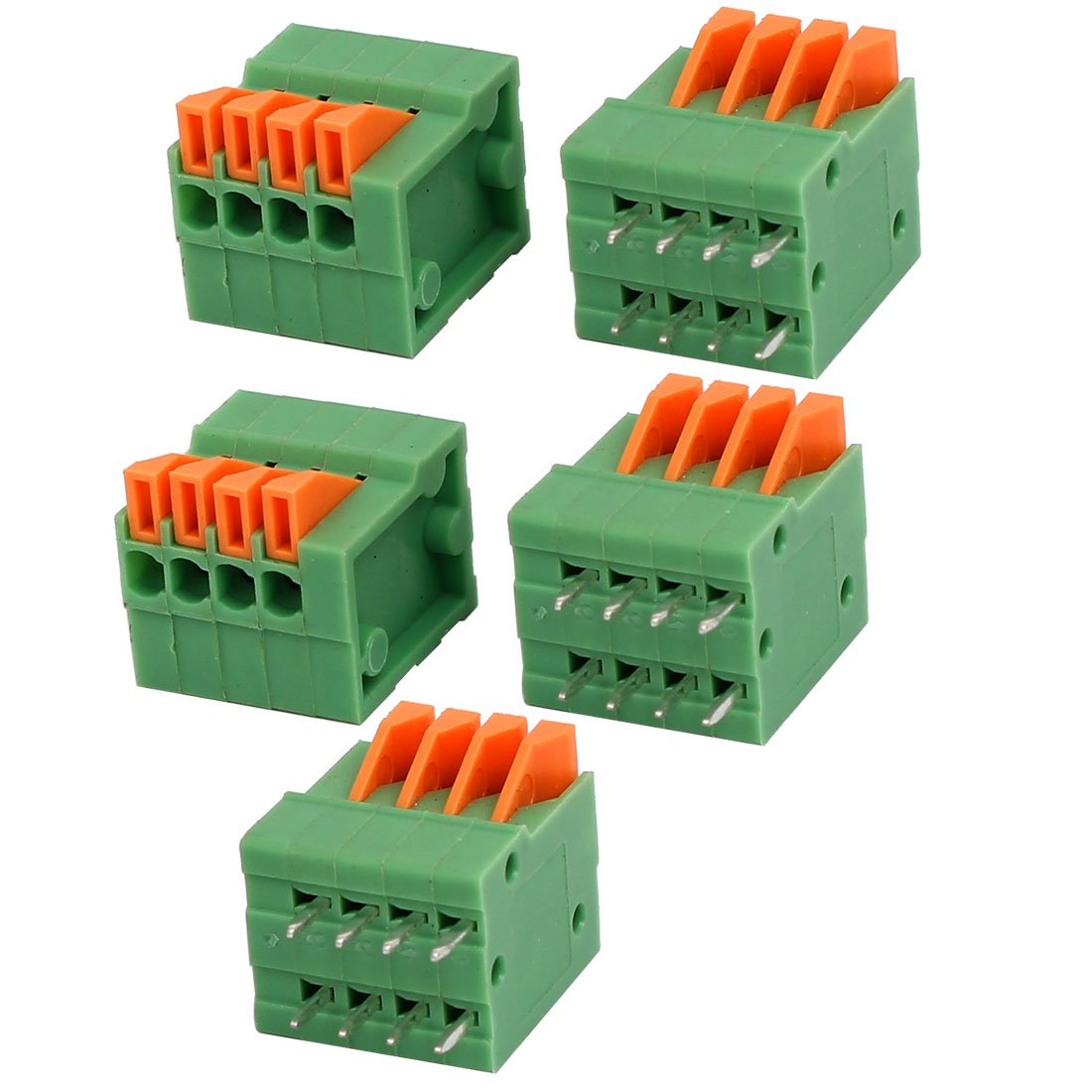 Aexit 5pcs KF141V Terminals 150V 2A 2.54mm Pitch 4P Green Spring ...