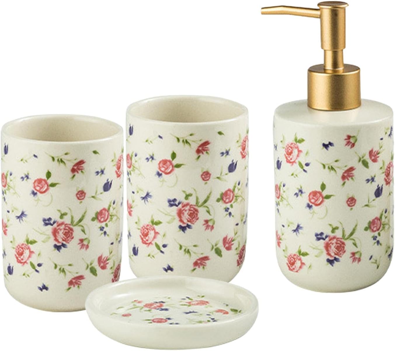 Amazon.com: Duiaynke Premium Ceramic Bathroom Accessory Set, Flower ...