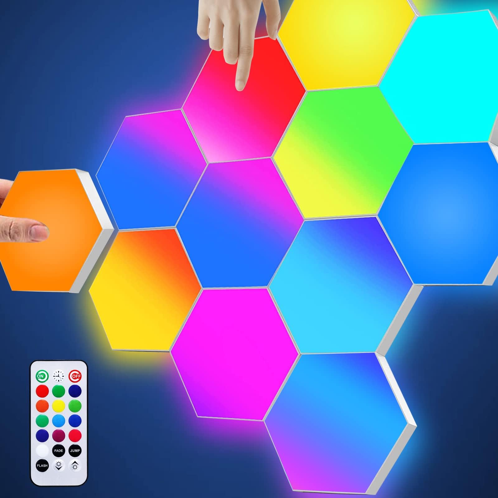 Hexagon LED Lights with Remote Control, RGB Gaming Lights LED Wall ...