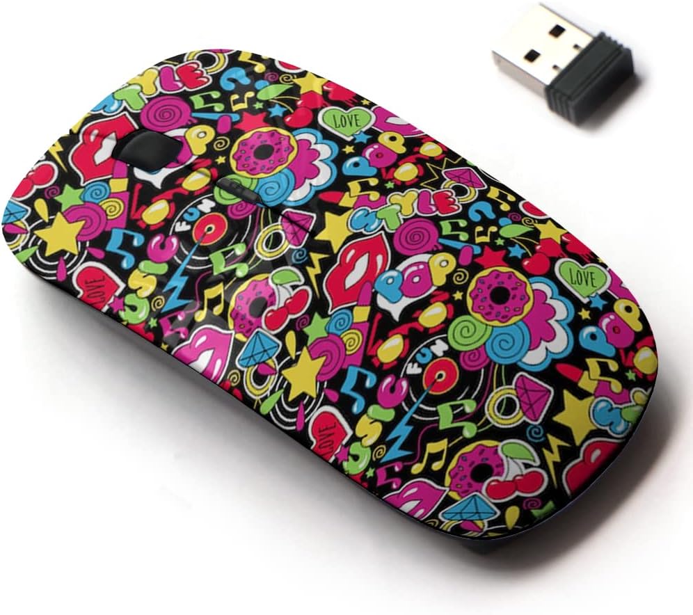 Amazon.com: 2.4G Wireless Mouse with Cute Pattern Design for All ...
