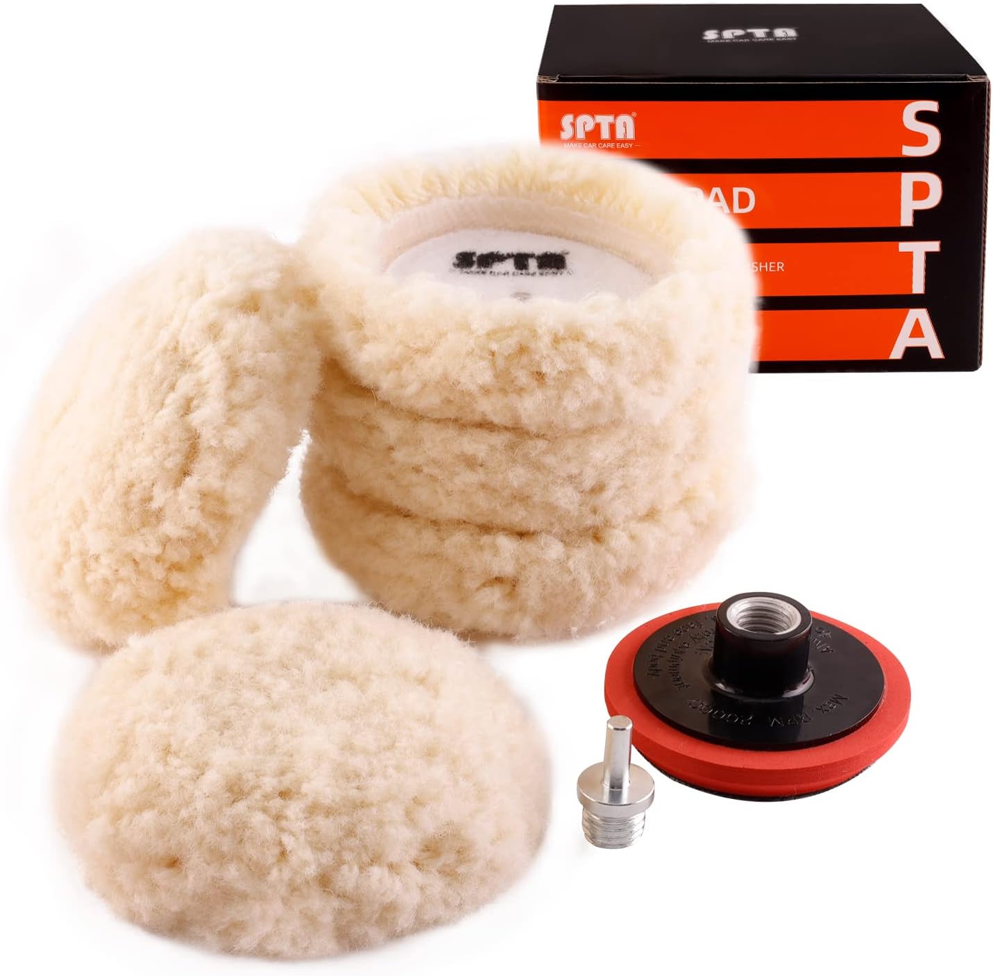 SPTA Wool Polishing Pad, 5Pcs 3"(75mm) 100% Natural Wool Buffing Pad ...