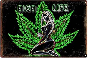 Amazon.com: High Life 420 Leaf Metal Tin Sign Iron Painting Wall Art ...