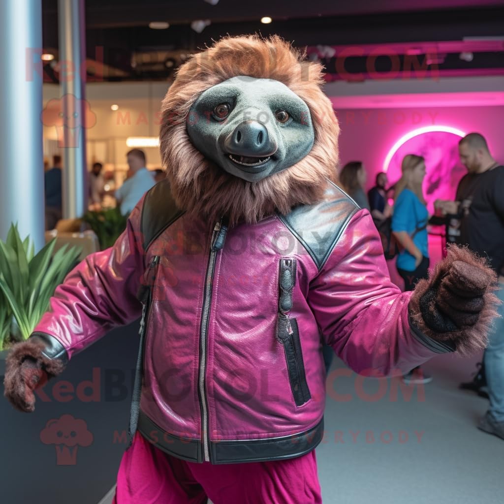 Amazon.com: REDBROKOLY Magenta Giant Sloth mascot costume character ...