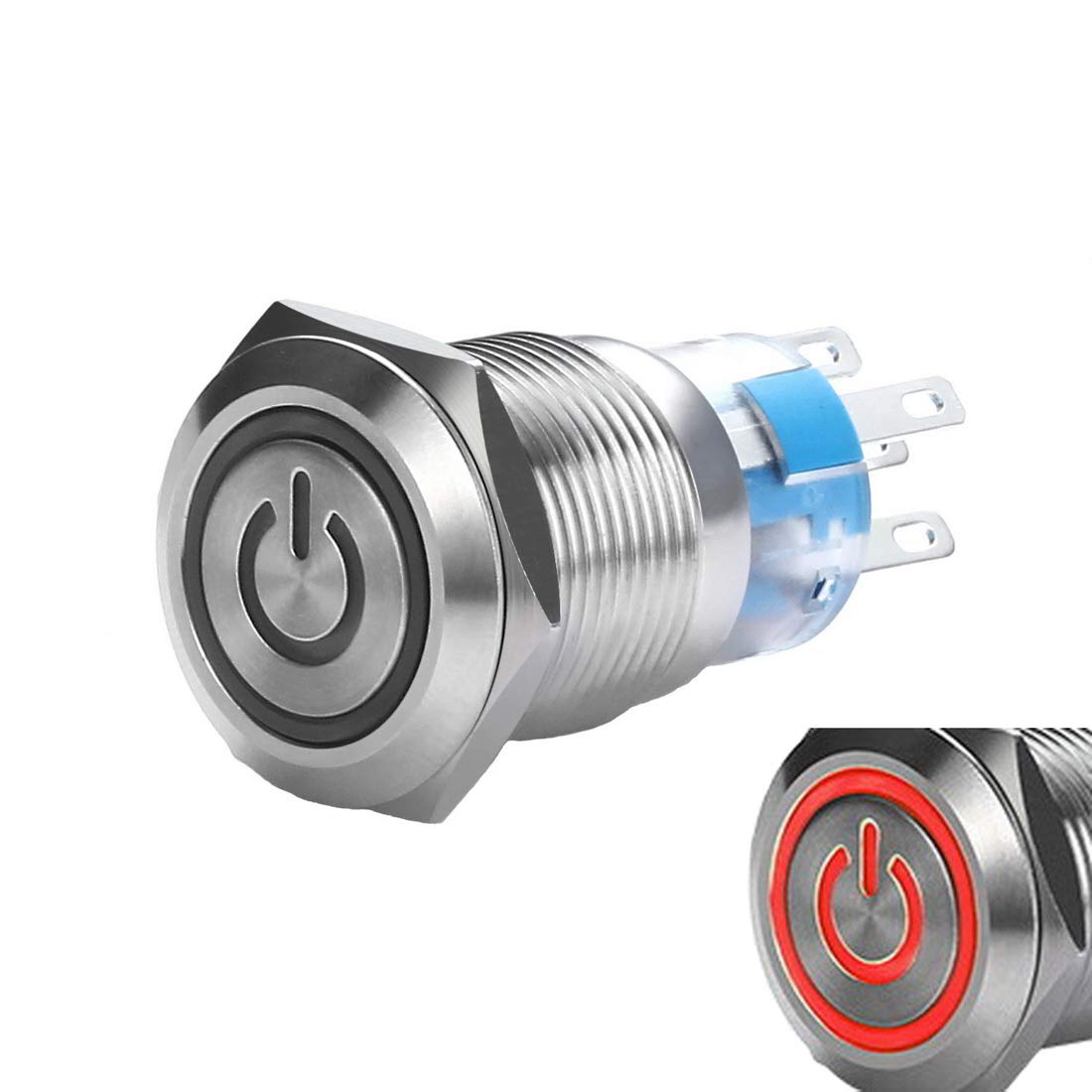 Amazon.com: WerFamily 19mm Latching Push Button Switch 1NO 1NC SPDT ON ...