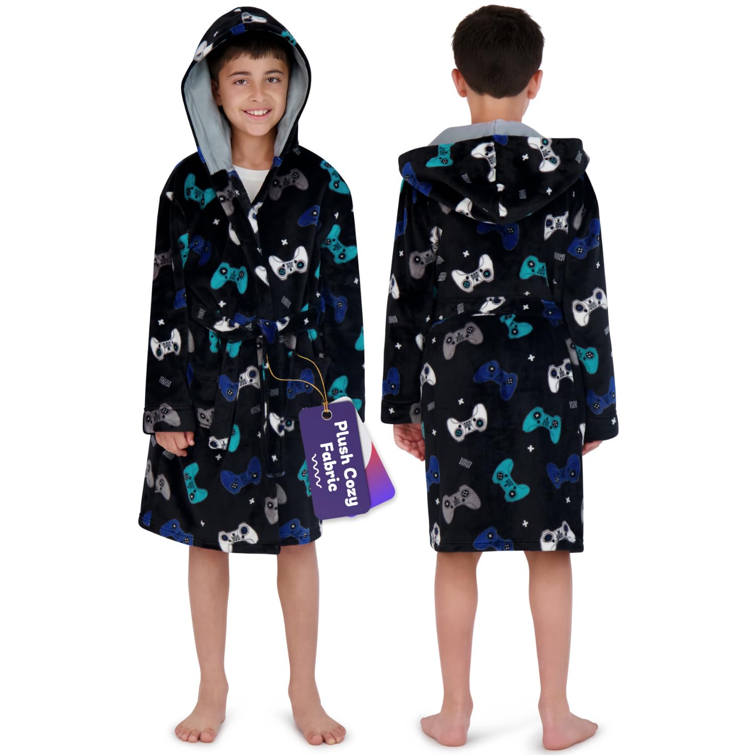 Amazon.com: US Angels Hooded Plush Robe For Boys- Fluffy Winter PJ Robe ...