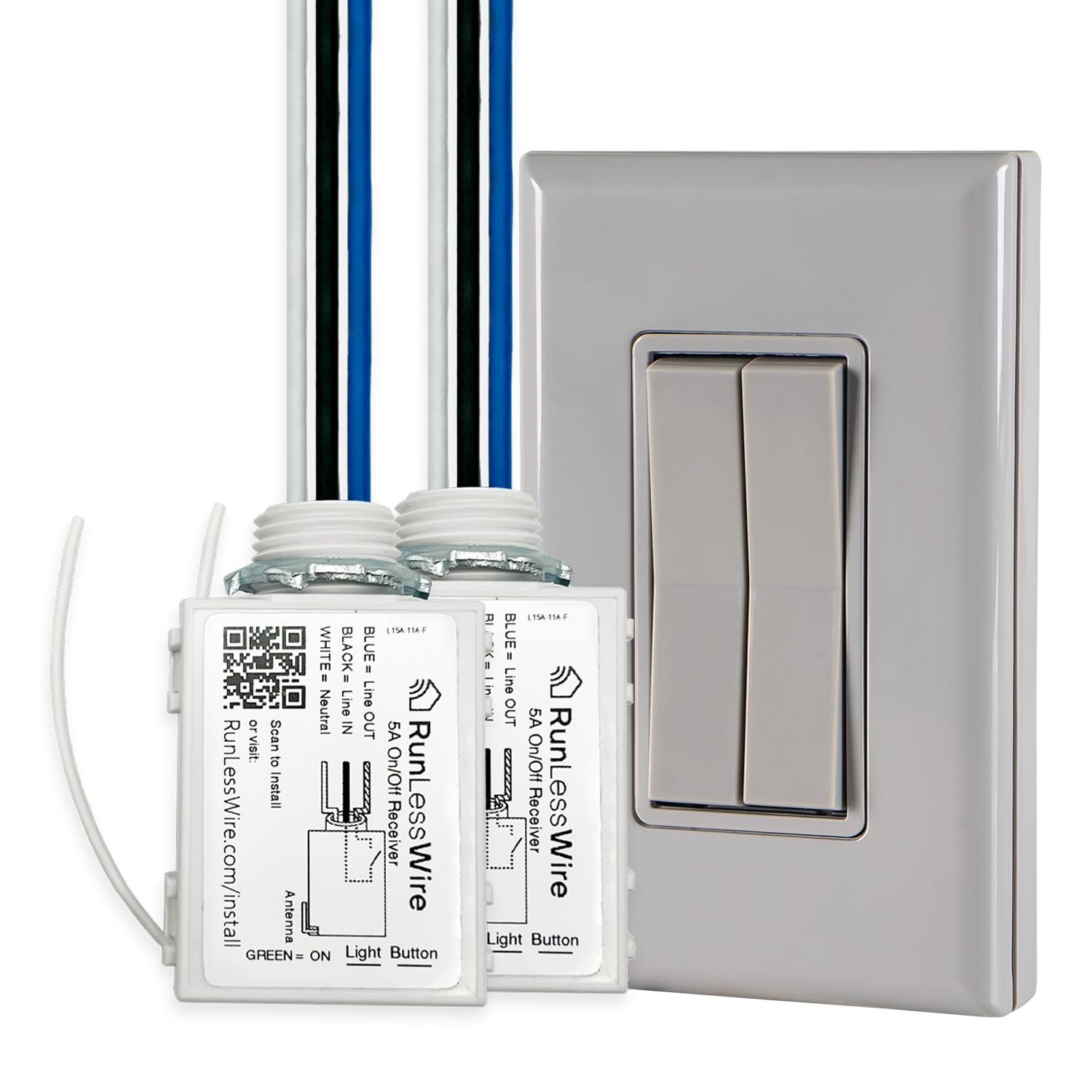 Battery Ceiling Light Wireless Light Switch & Receiver Kit - No ...