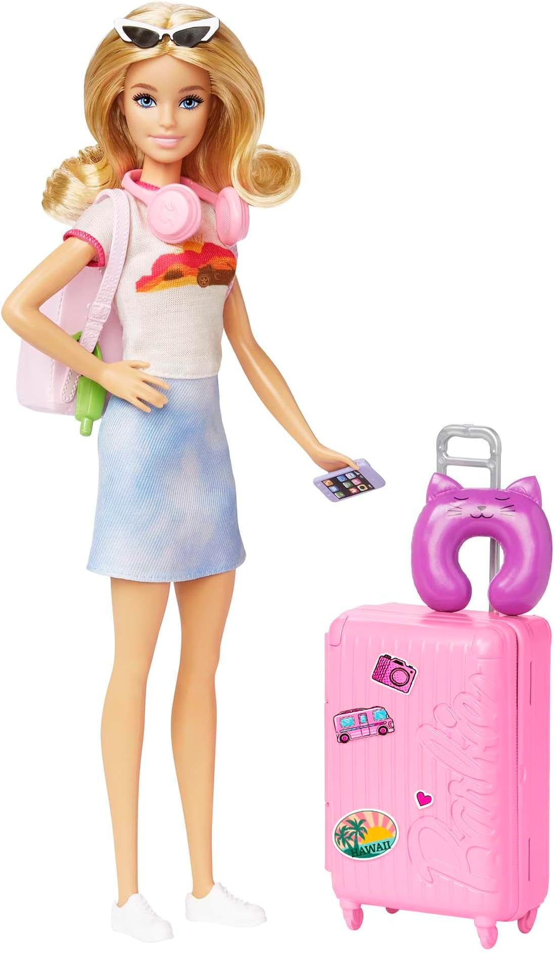 Barbie Doll and Accessories, “Malibu” Travel Set with Puppy and 10 ...