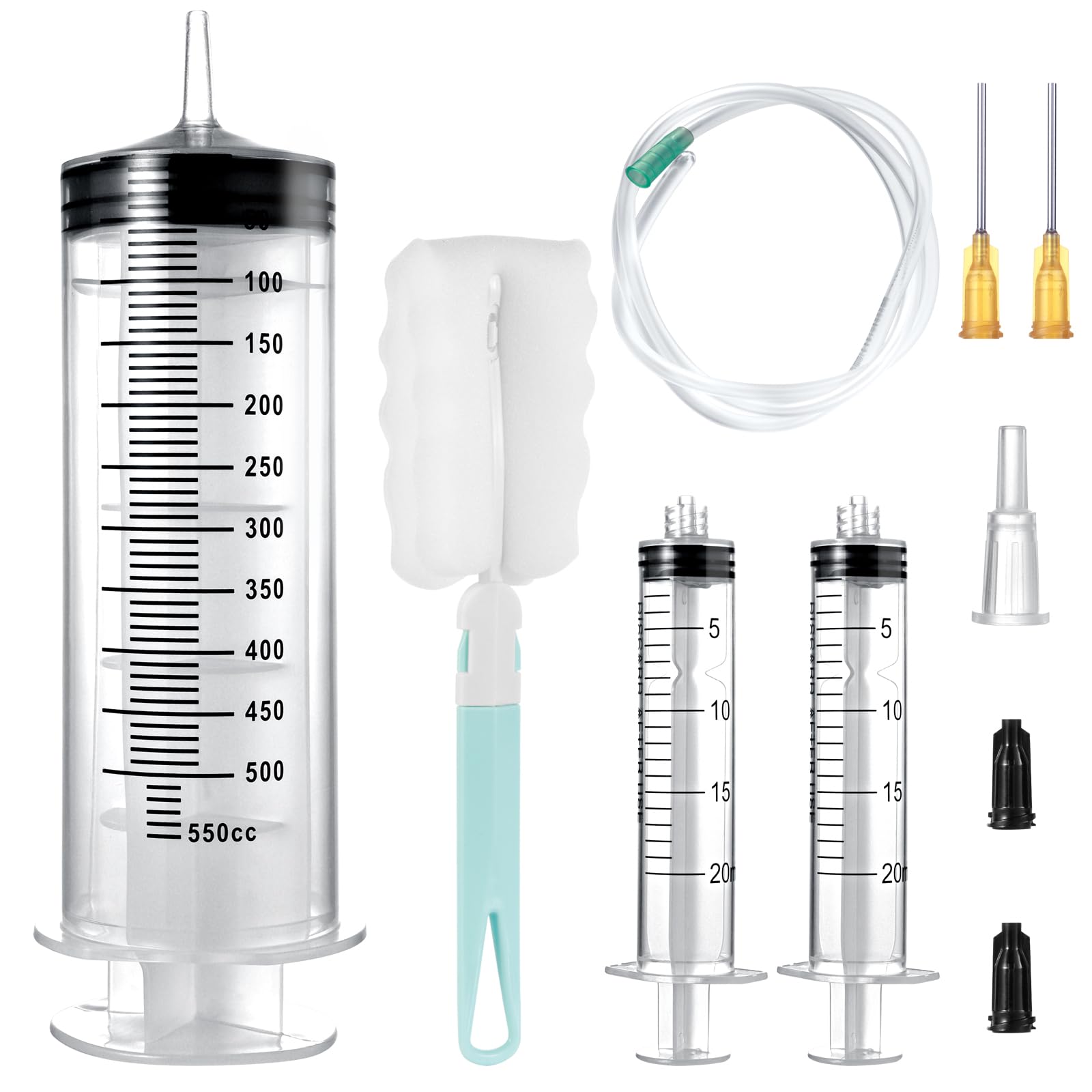 500ml Large Plastic Syringe with Tube, 2PCS 20ml Reusable Liquid ...
