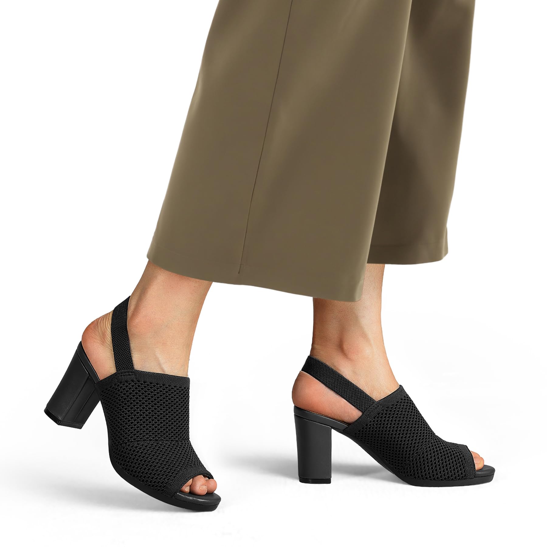 Snapklik.com : Mysoft Womens Knit Chunky Block High Heels Elastic ...