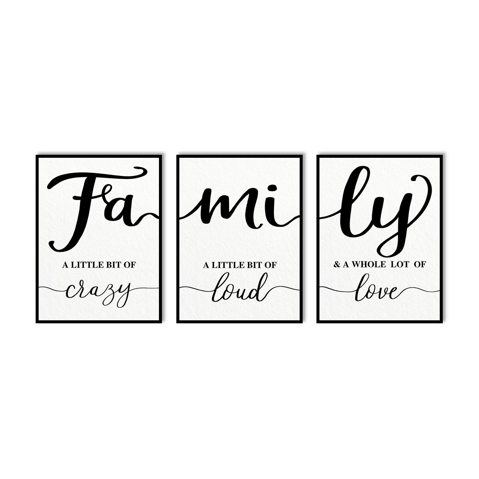 Amazon.com: Family Quotes Wall Art Decor: 3 Piece Family Sign Framed 12 ...