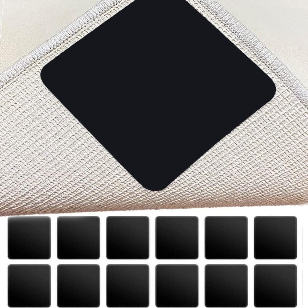 Rug Gripper,12pcs Non Slip Rug Pad, Double Sided Anti Curling Reusable ...