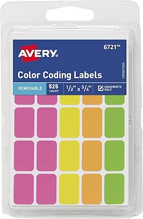 Avery Removable Color Coding Labels, Rectangular, Assorted Colors, Pack ...