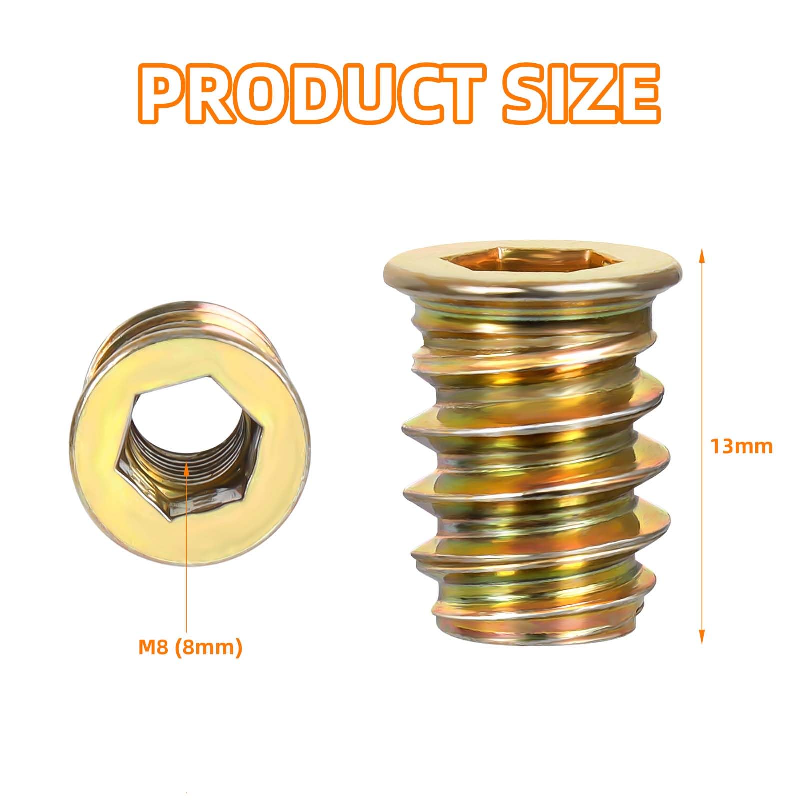 Snapklik.com : M8 X 13mm Wood Inserts Bolt Furniture Screw In Nut ...