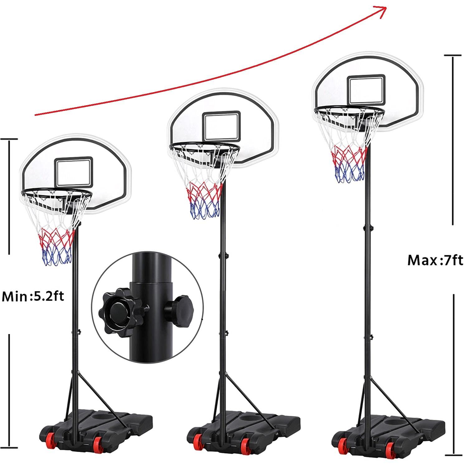 Snapklik.com : Yaheetech Basketball Hoops & Goals Height-Adjustable ...