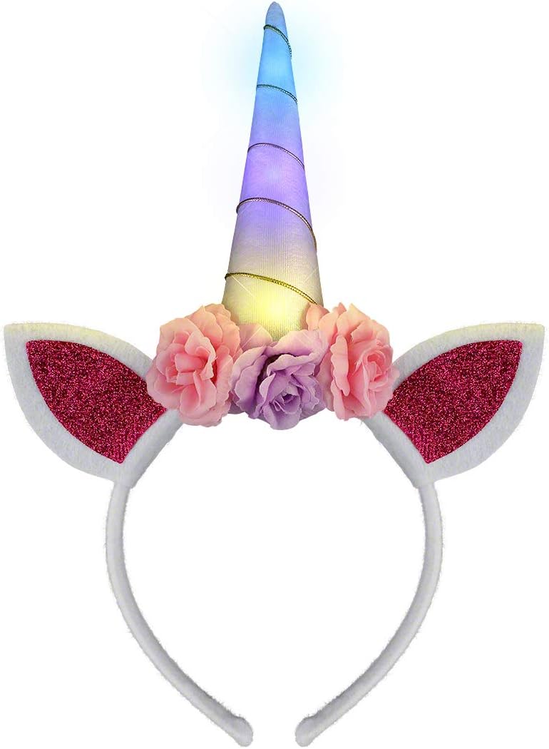 Amazon.com: FlashingBlinkyLights Light Up Unicorn Headbands (Set of 4 ...