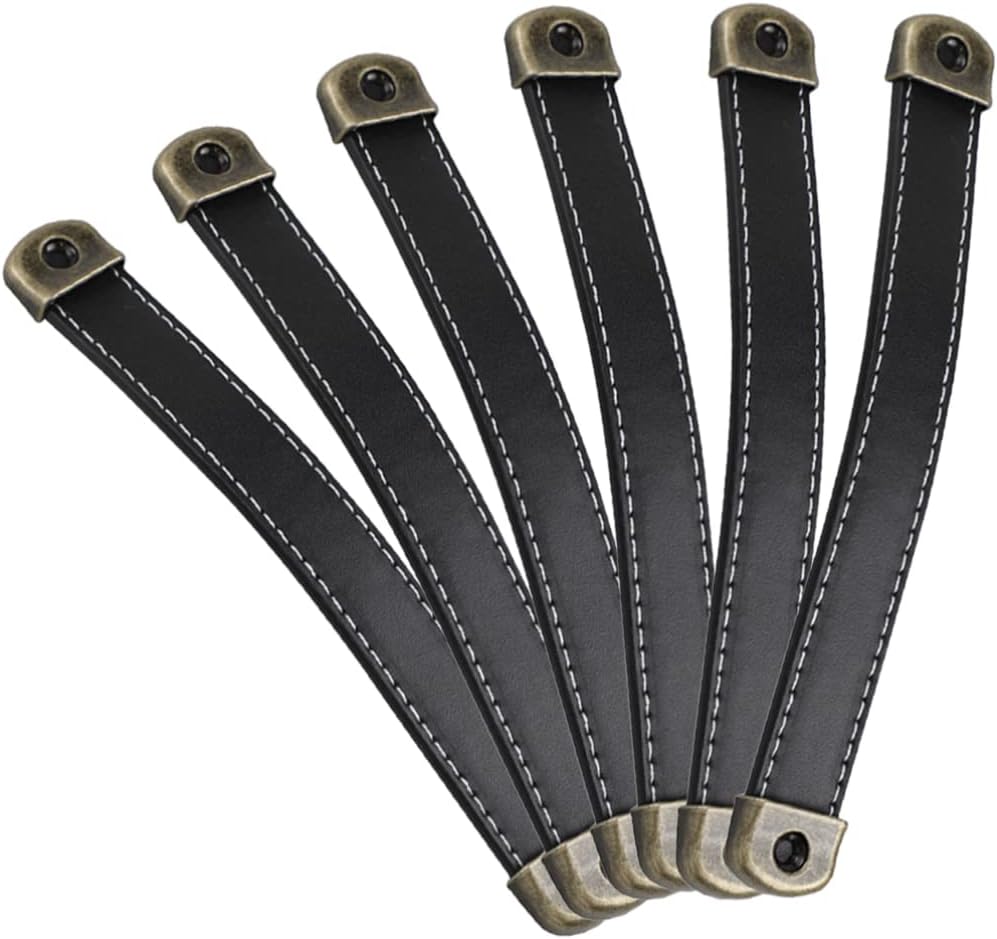 TEHAUX Leather Drawer Pulls, Cabinet Handles Leather Strap Cabinet ...