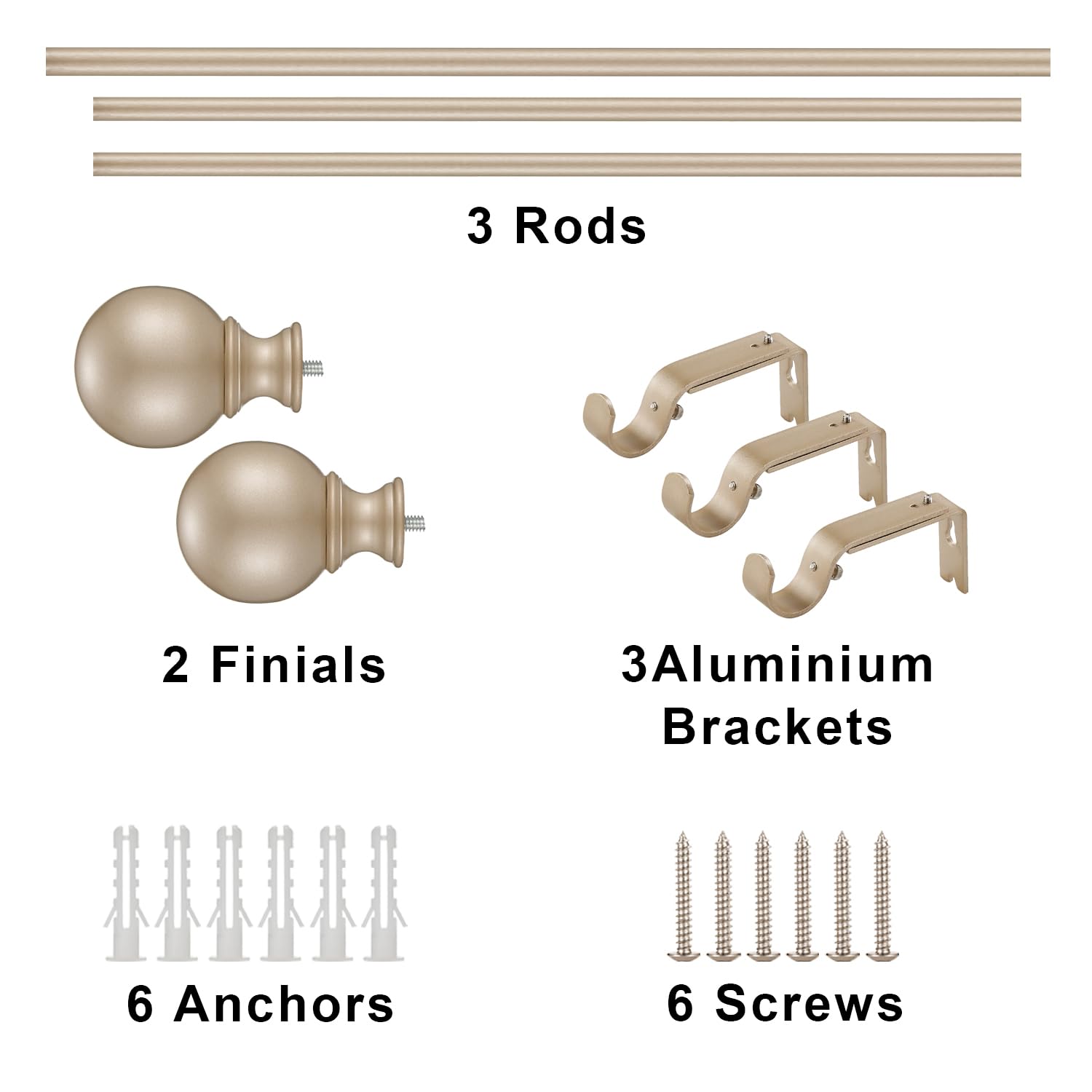 Kemmie 1" Classic Window Curtain Rod with Round Finials Simple Single ...