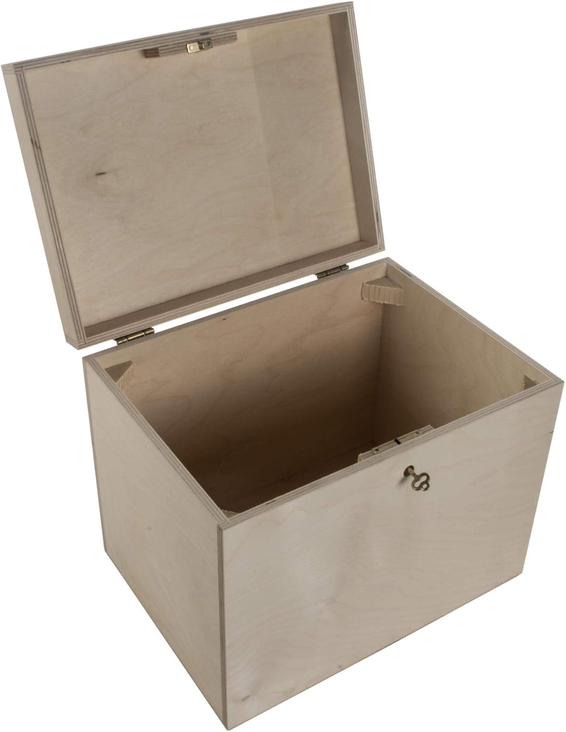 WooDeeDoo Lockable Wooden Storage Chest with Hinged Lid – 29 x 20 x 23 ...