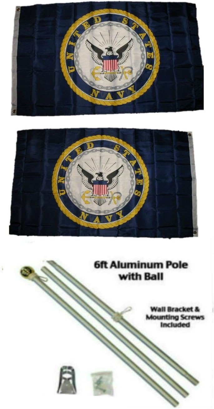 Amazon.com : AES U.S. Navy Emblem 3'x5' Polyester 2 Ply Double Sided ...