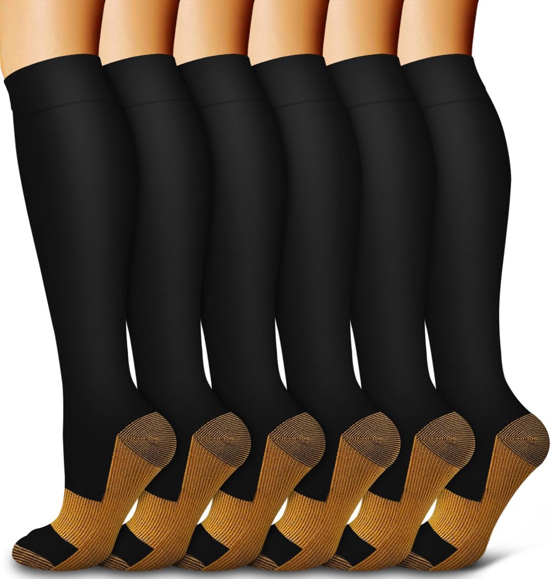 Amazon.com: Graduated Copper Compression Socks 6 Pairs Anti Fatigue ...