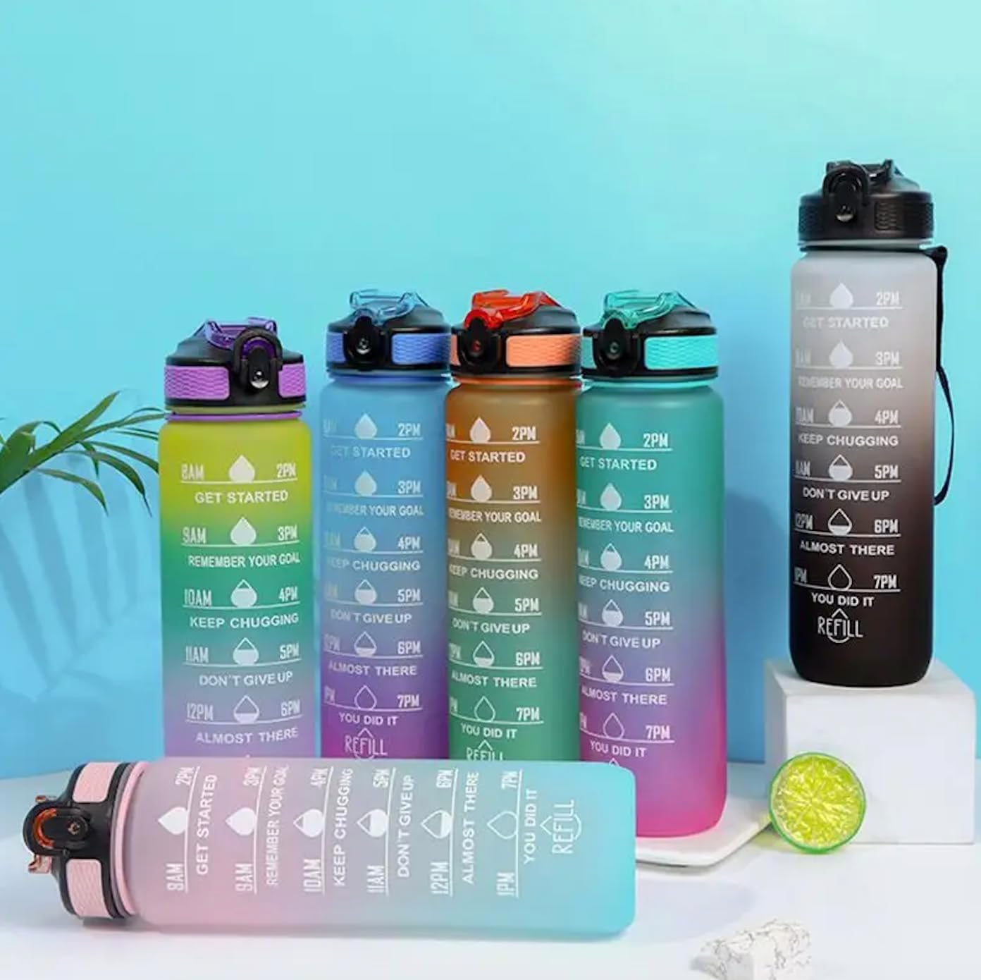 Amazon.com: 32 oz Straw Strainer Filter Motivational Water Bottle With ...