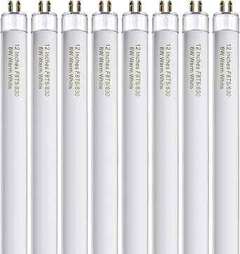 Konideke 8 Pack F8T5/WW Fluorescent Bulbs Warm White, 12 inch Under ...