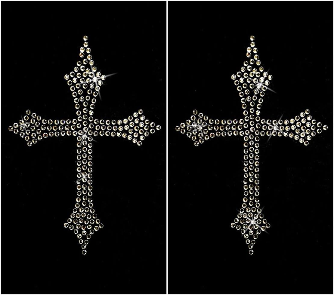 Amazon.com: Pack of 2 Bling Celtic Cross Silver Rhinestone Iron On 3 ...