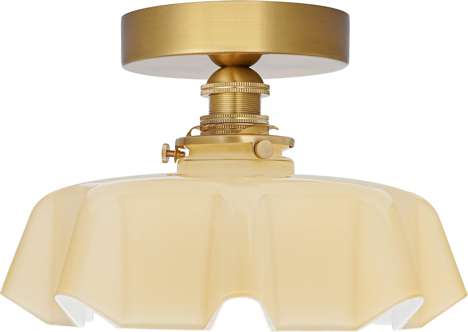 DSMJFU Glass Semi Flush Mount Ceiling Light, Classy Small Brass Ceiling ...
