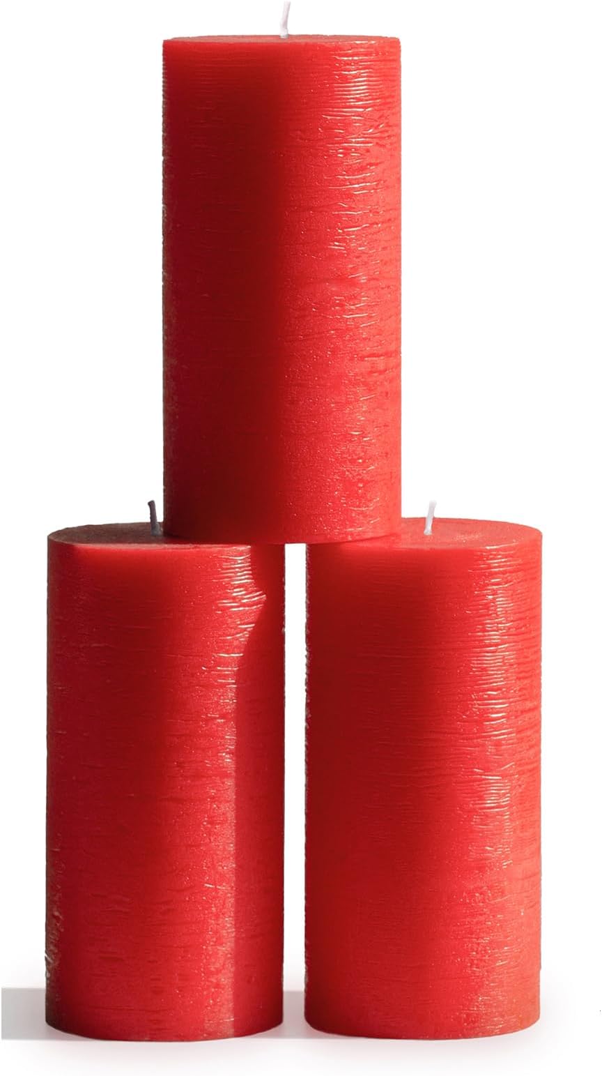 Amazon.com: yummi 3" x 8" Ruby Red Round Pillar Candles - 3 per Pack ...