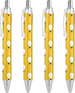 Amazon.com: Yellow Light Bulb Retractable Ballpoint Pen Blue Ink 0.5mm ...