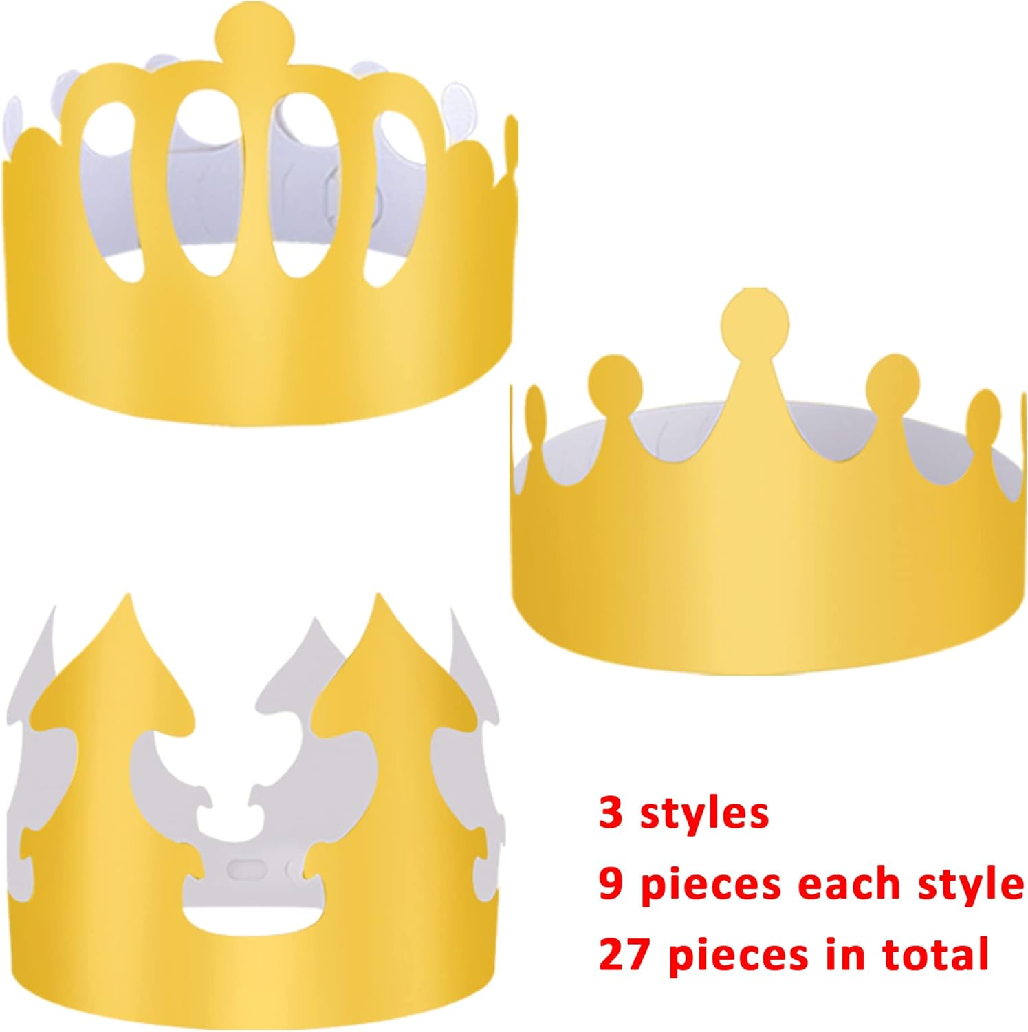 SIQUK 27 Pieces Golden Paper Crown Party Gold Crowns Hats King Crowns ...