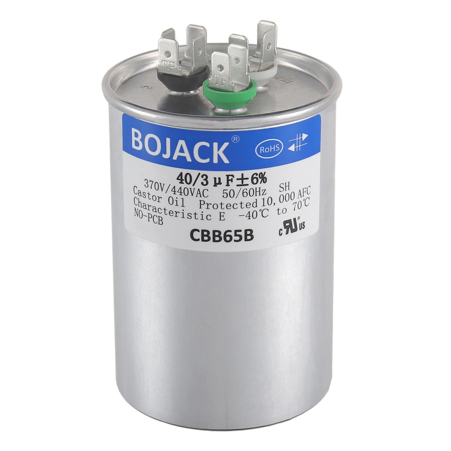 Amazon.com: BOJACK 40+3 uF ±6% 40/3 MFD 370/440 VAC CBB65B Dual Run Start Round Capacitor for ...