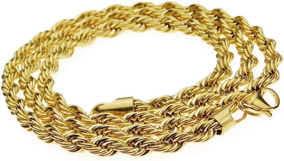 Amazon.com: Bling Cartel Cadena de cuerda de acero inoxidable 24 "x 6MM ...