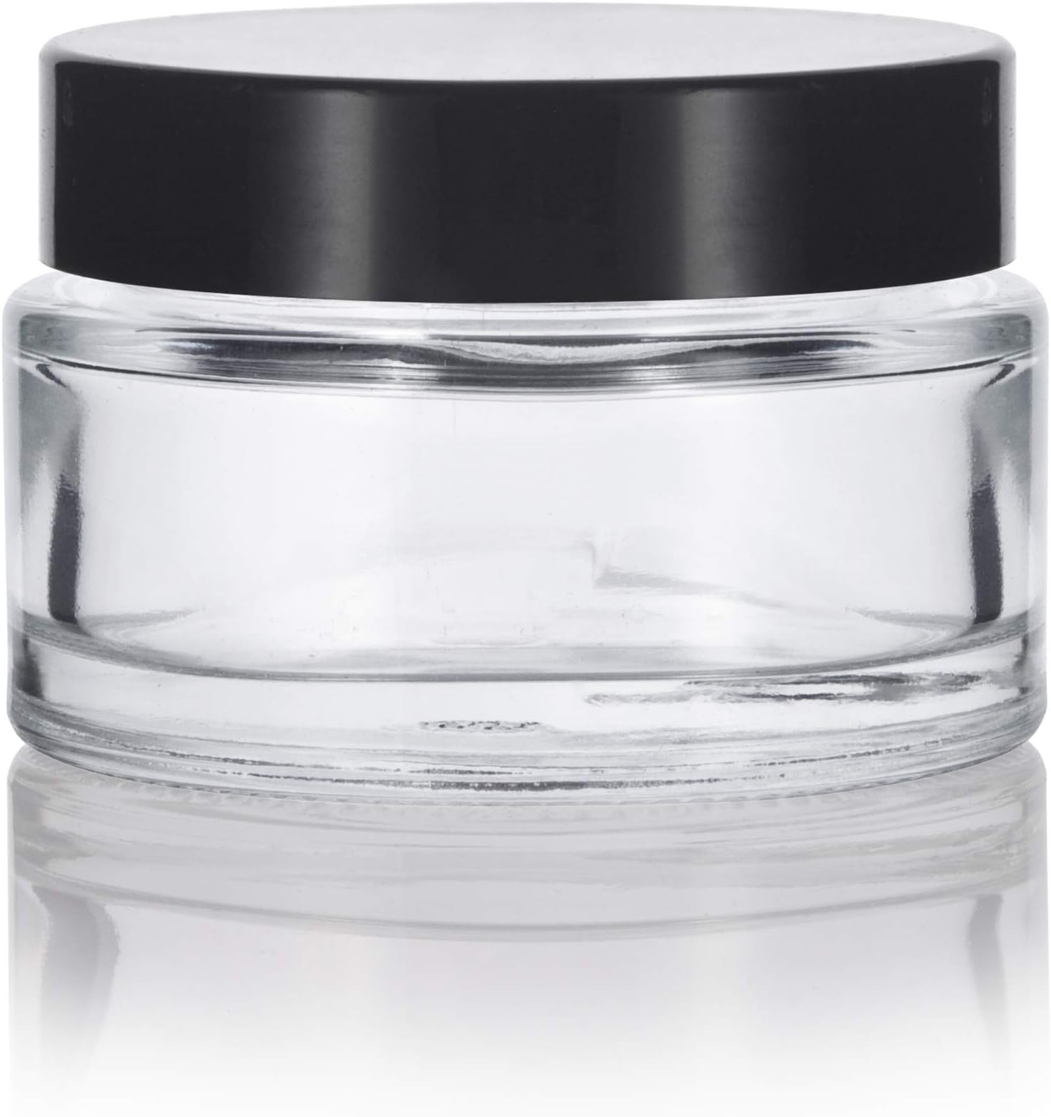Amazon.com: 1 oz Clear Glass Heavy Wall Balm Jars with Black Smooth ...